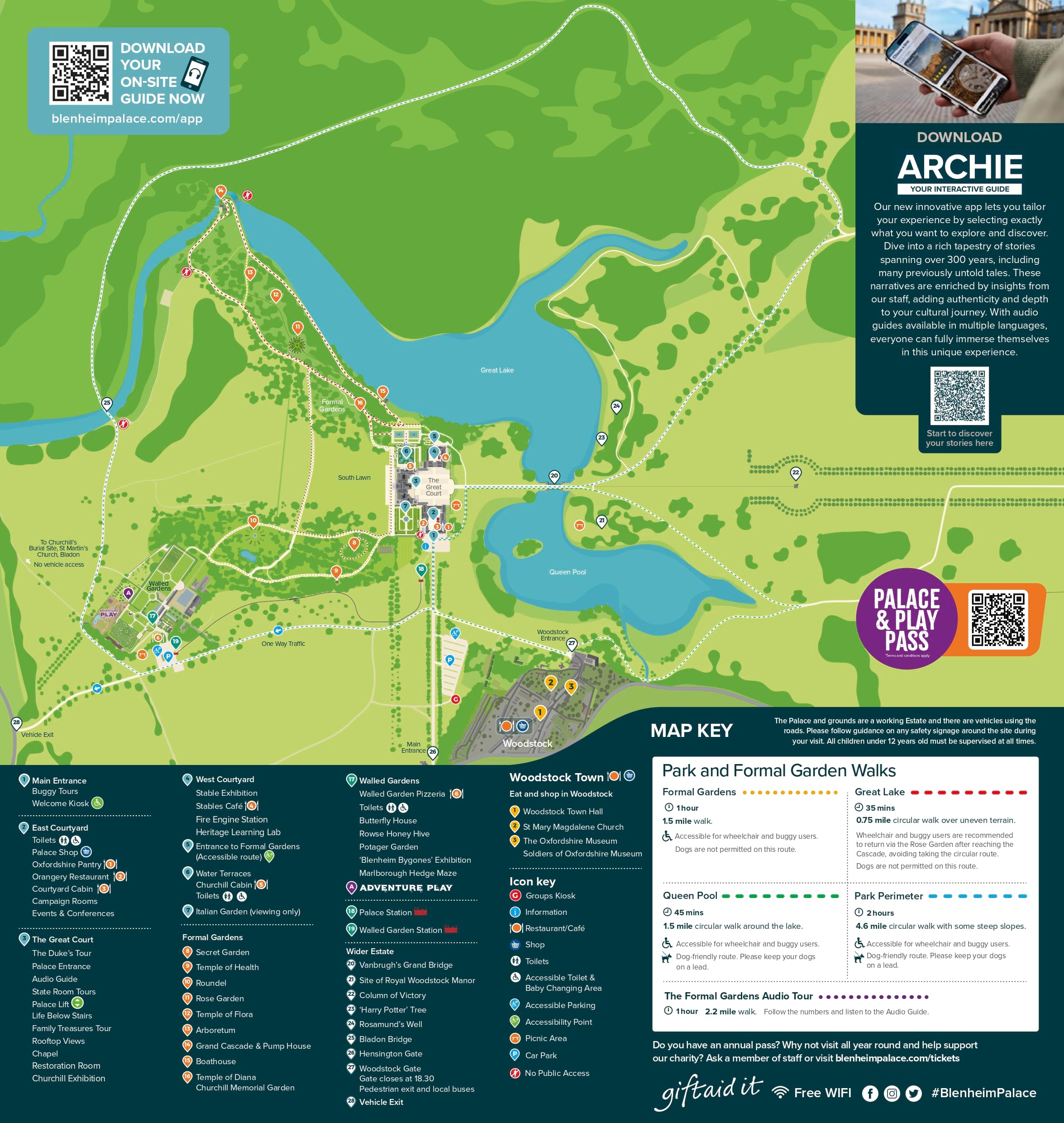 Blenheim Palace Grounds Map | Park & Gardens Walks